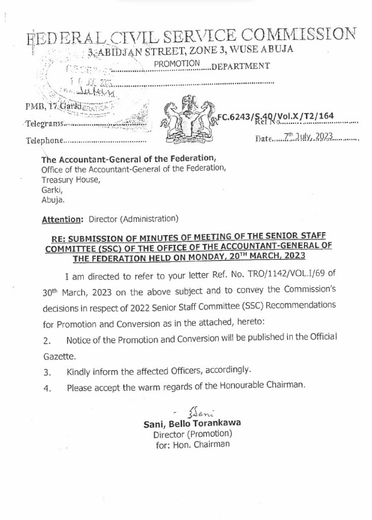 Office of the Accountant-General of the Federation Year 2022 Senior ...