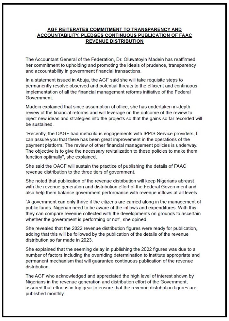 AGF Reiterates Commitment to Transparency and Accountability, Pledges ...