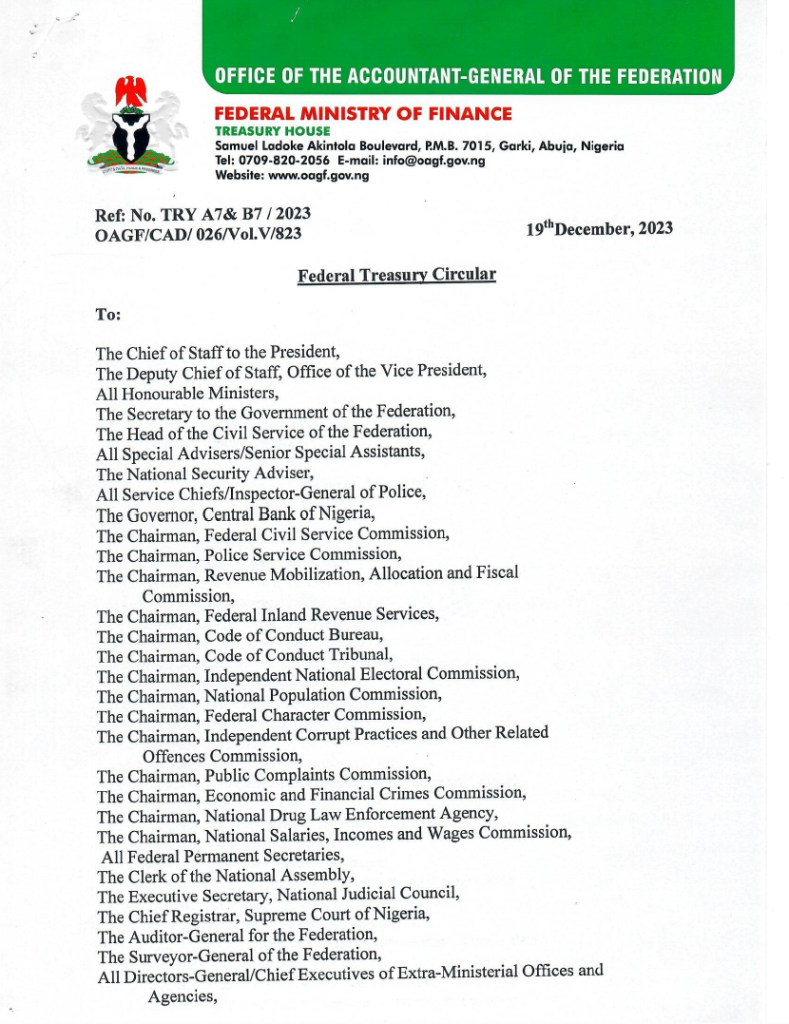 Federal Treasury Circular: Guidelines of Financial Activities for End ...